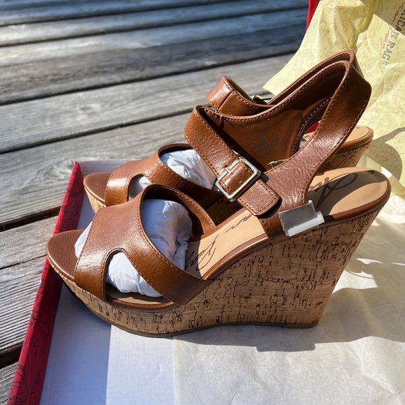 American Rag | Shoes | Newbox American Rag Rochelle Cognac 45 Cork Wedge Heel Platform Sandals ...